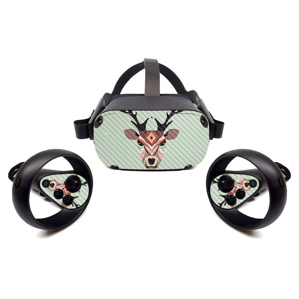 MightySkins Carbon Fiber Skin for Oculus Quest - Musical Elephant | Protective, Durable Textured Carbon Fiber Finish | Easy to Apply, Remove, and Change Styles | Made in The USA (CF-OCQU-Musical Elephant)