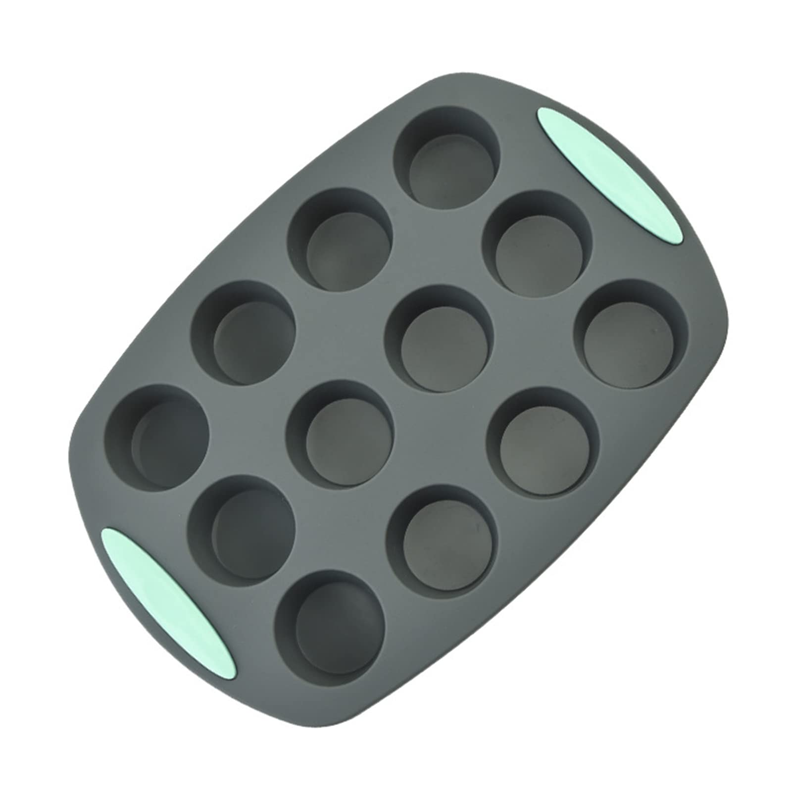 BesoAbrazo Silicone Muffin Pan 12 Cups Mini Size, Non-stick and Easy Pop Out Muffin Tin, Good Grip Perfect Result Cupcake Baking Tray, Egg Tart Bite Mini Pie Molds, Dark Grey