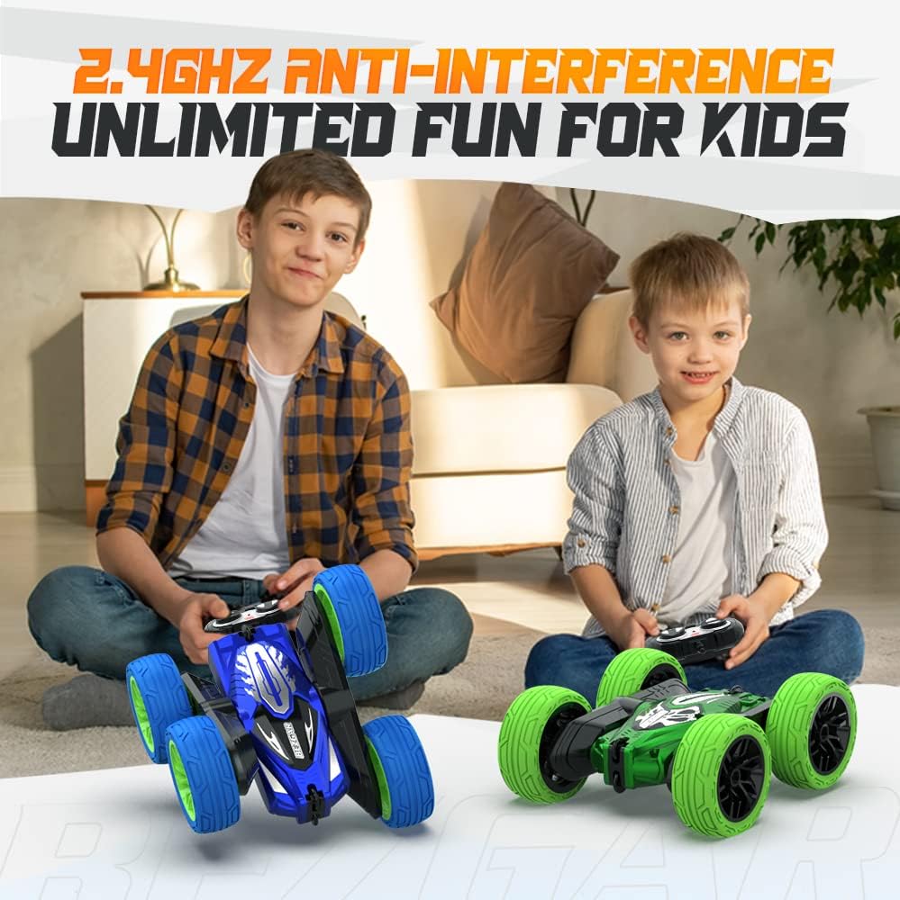 BEZGAR Remote Control Car for Boys 4-7, 2.4GHz Double Side 360° Flips Rotating Stunt Cars Toy for Kids, Birthday Gift for Boys