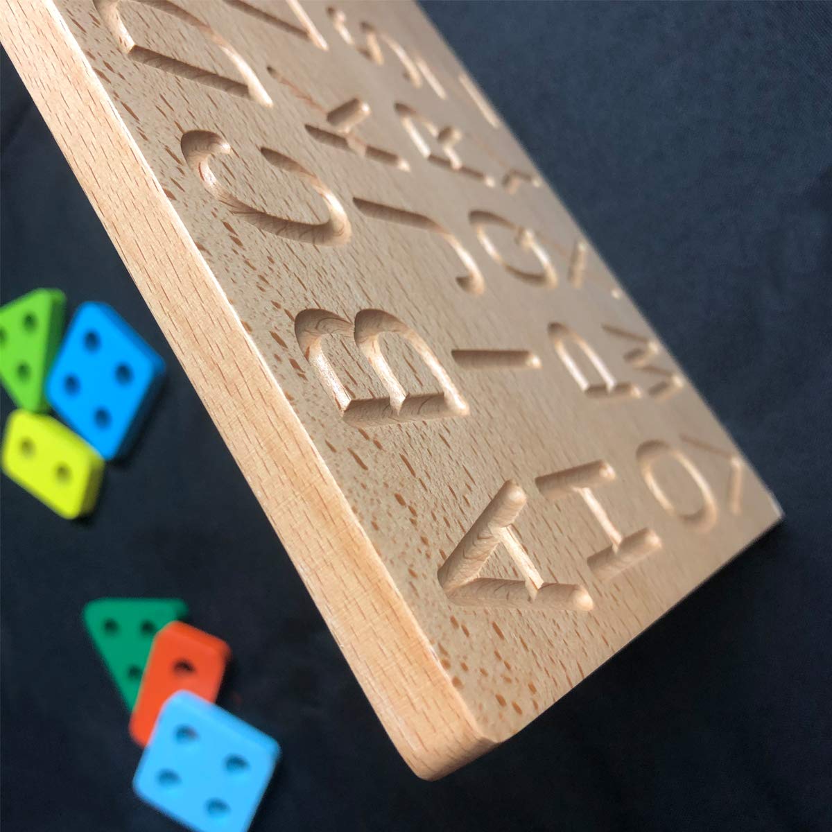 Mfumyy Montessori Alphabet Number Tracing Boards Double Sided Wooden Learn to Write ABC 123 Board Writing Practice Board for Kids Preschool Educational Toy,Homeschool Supplies (ABC+123 Board)