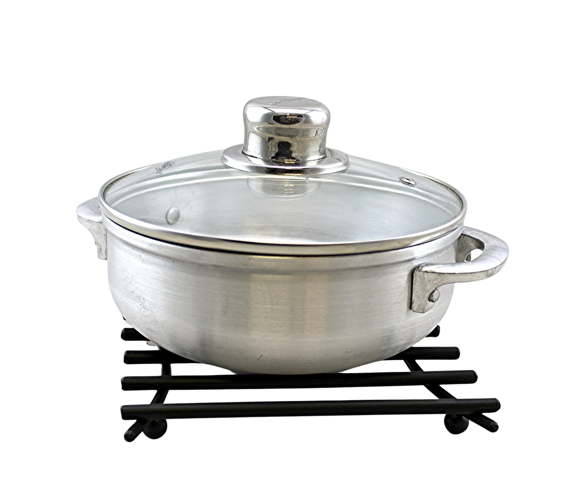 Dependable Industries Modern Sleek Euro Square Heavy Weight Steel Black Decorative Design Kitchen Trivet Protect Tables and Countertops from Hot Pots Trays and Pans