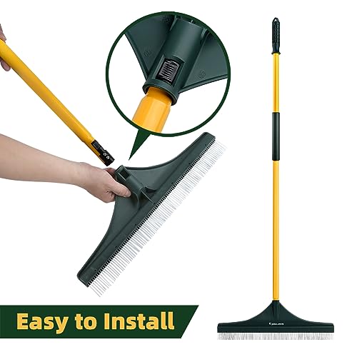 Bulunow Artificial Turf Rake, 55" Long Whole-Piece Pole No Broke Design - Garden Hand Broom Rake for Easy Quick Remove Leaves, Debris, Shrubs, Pet Hairs.. from Turf, Lawn, Synthetic Grass, Carpet