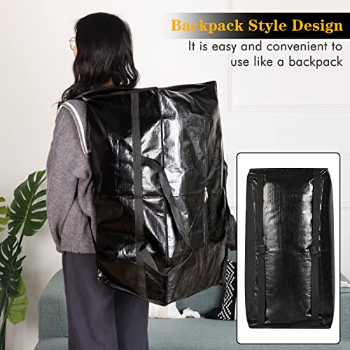 Fixwal 8pcs Heavy Duty Moving Bags Extra Large, Moving Totes with Strong Handles & Zippers, Packing Bags Storage Bags for Moving, Space Saving, Clothes, Moving Supplies, Moving Boxes (Black)