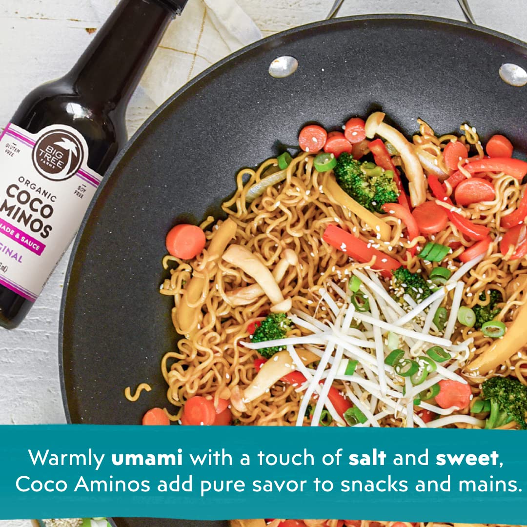 Big Tree Farms Organic Coco Aminos, Original Flavor, Soy Free, Vegan, Gluten Free, Paleo, Certified Kosher, Whole30, Non GMO, Low Glycemic, Low Sodium, Sauce & Marinade Substitute, 10 oz (Pack of 2)