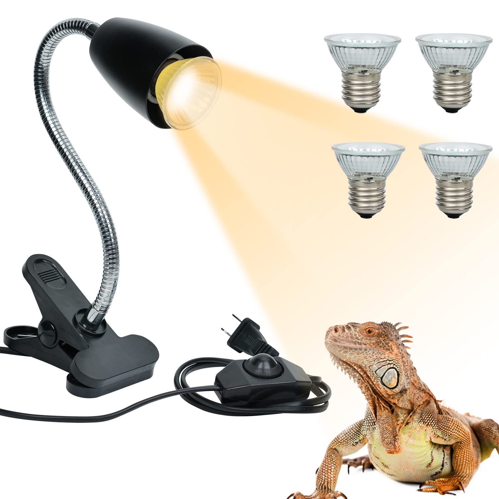 BOEESPAT Reptile Heat Lamp (1 Clip with 4 Bulbs)
