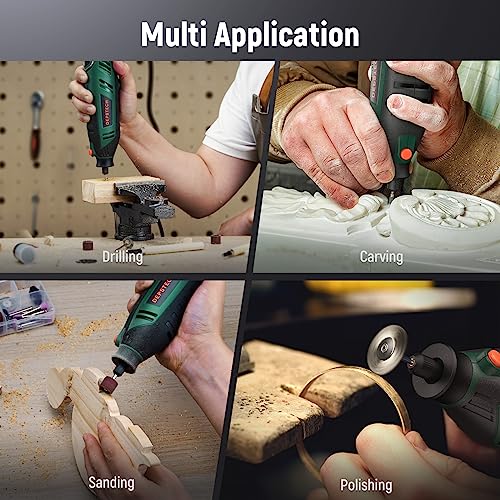 DEPSTECH Rotary Tool, 180W Power Multi Tools Kit 6 Variable Speed 40000RPM Max, Universal Keyless Chuck & Flex Shaft, 128Pcs Accessories Electric Drill Set for Carving, Drilling, Sanding, DIY Craft