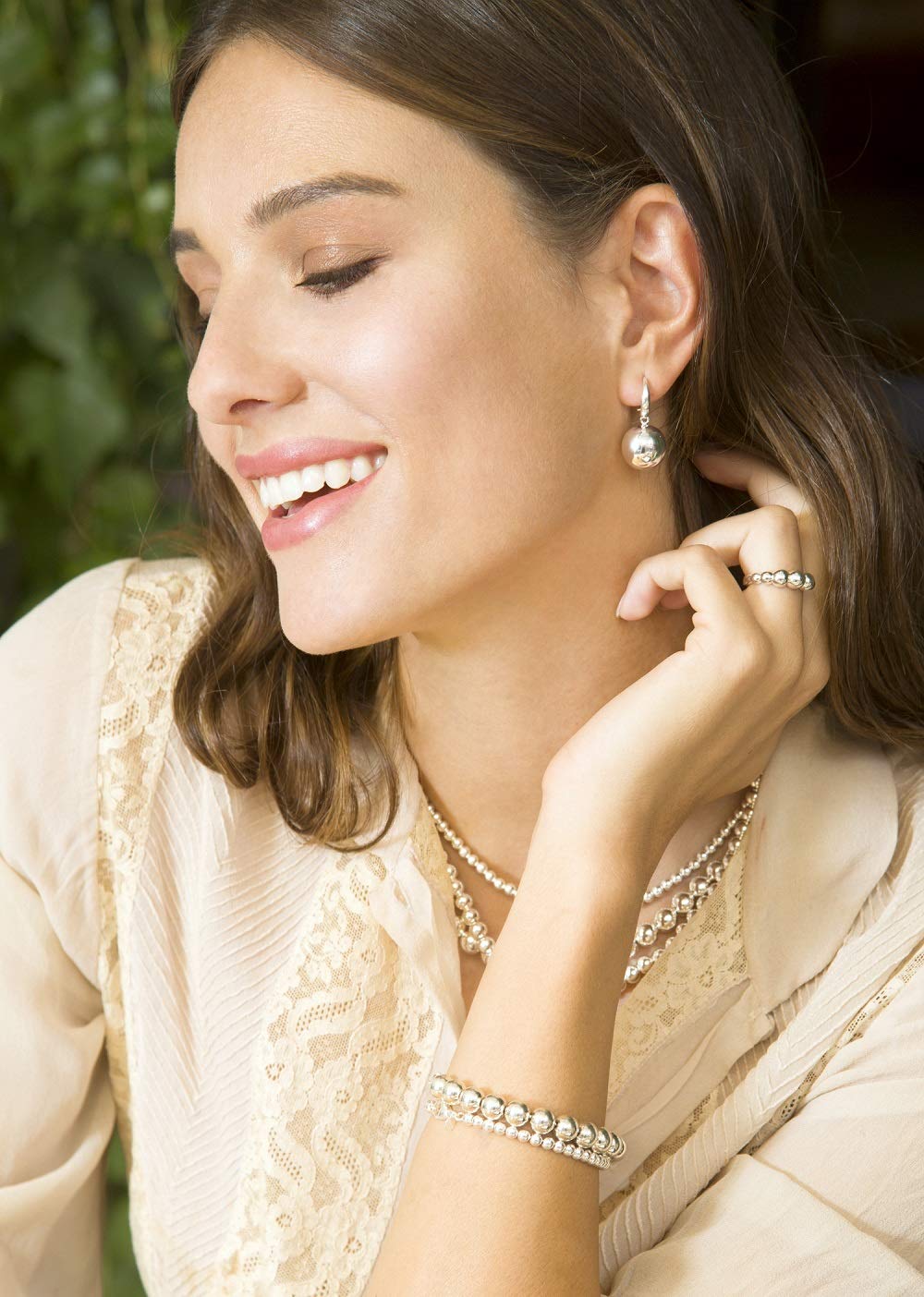 Miabella 925 Sterling Silver Italian High Polished Round Bead Ball Dangle Leverback Earrings for Women 12mm, 14mm Made in Italy (14mm (9/16 Inch))