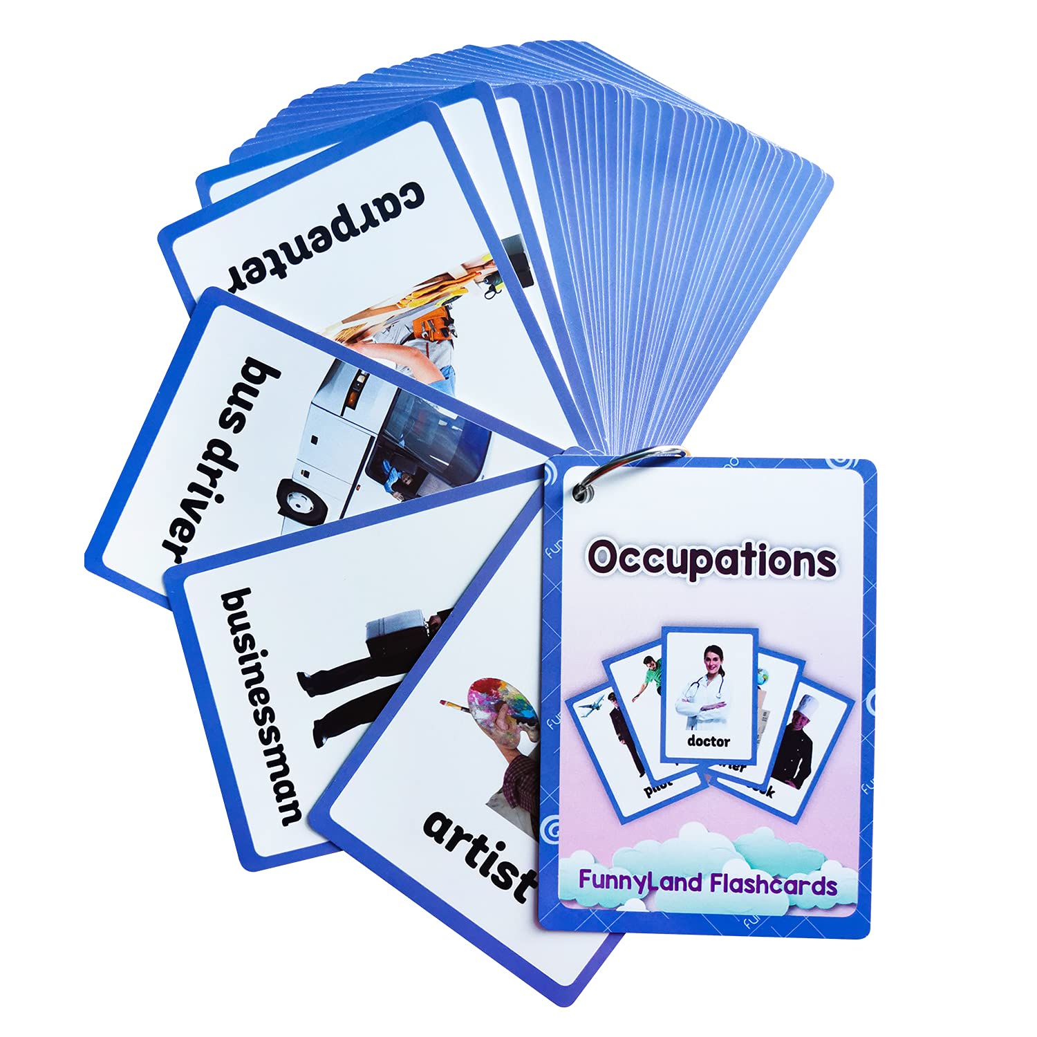 Lilias Transportation/Clothes/Occupations Flash Cards, English Words Learning Pocket Card for Toddlers, Toddler Learning Toys, Learning Supplies for Kindergarten Preschool, 3 Themes Set