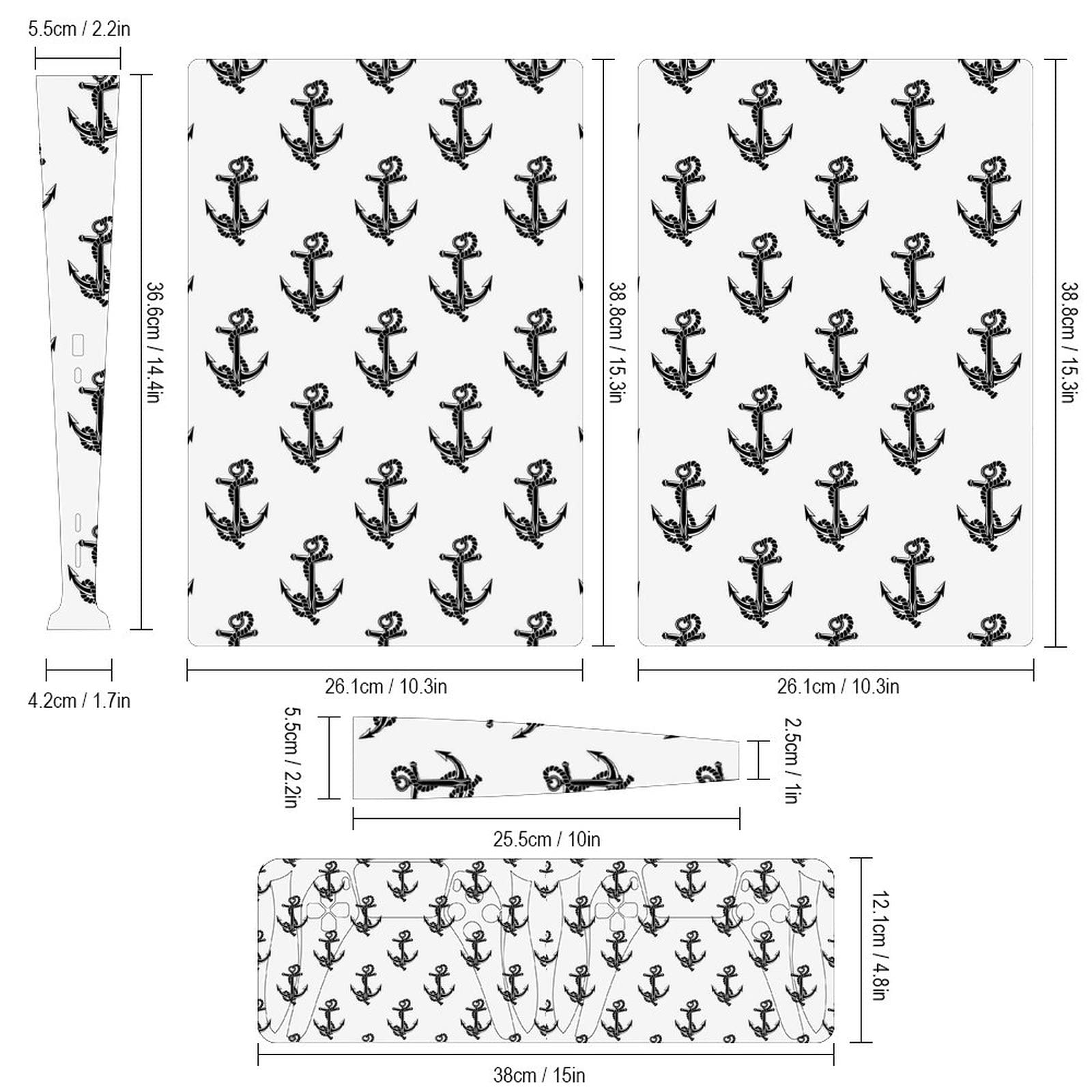 Black and White Anchors Full Protective Skin Cover Design Wrap Decal Sticker Compatible with PS5 Digital Edition Console and Controller