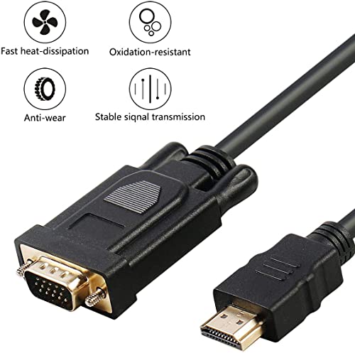 Computer Cables,HDMI to VGA, Vakoo Gold-Plated HDMI to VGA 5 Feet Cable (Male to Male) Compatible for Computer, Desktop, Laptop, PC, Monitor, Projector, HDTV, Raspberry Pi, Roku, Xbox and More