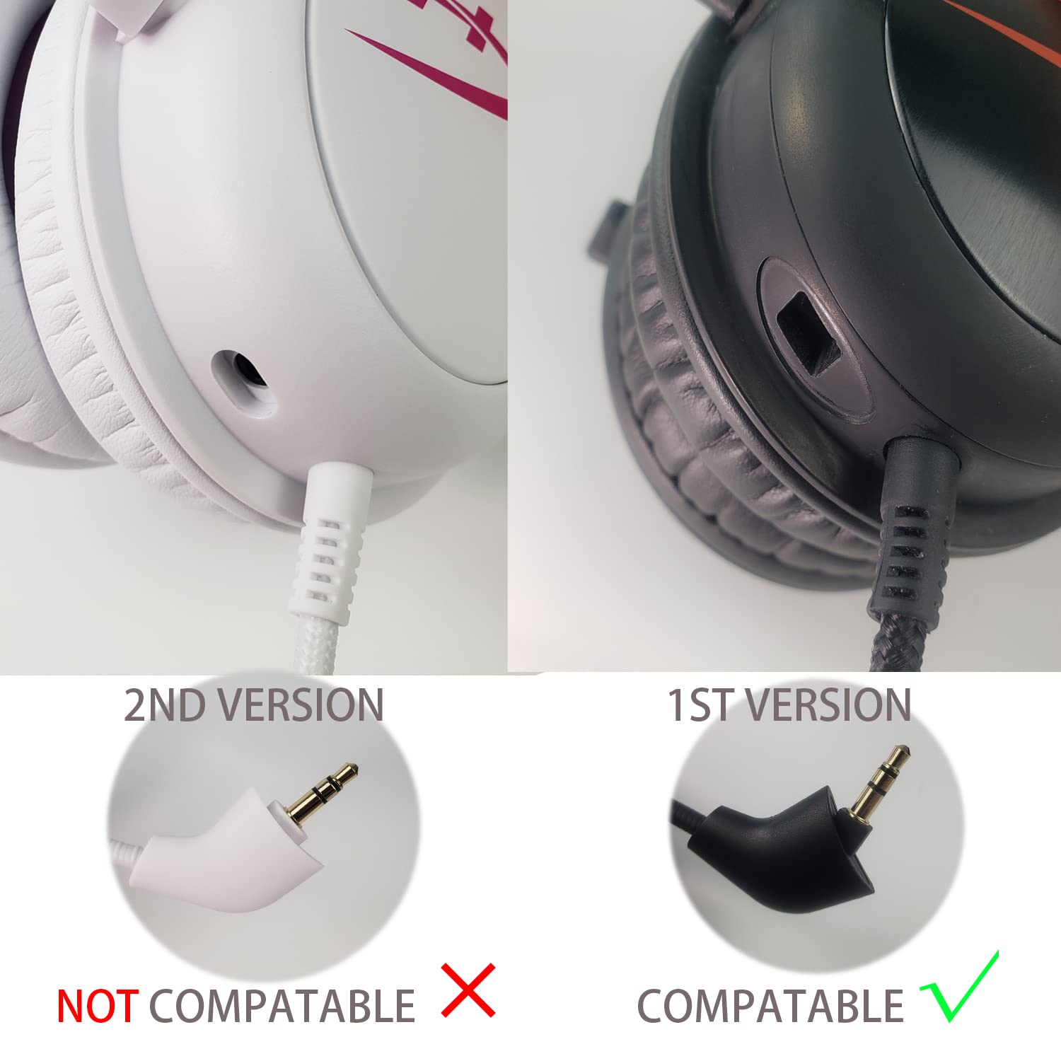 Mic Replacement Microphone Boom fits for Kingston HyperX Cloud, Cloud X and Cloud II 1st Version for PS4 Xbox One Nintendo Switch Computer PC Gaming Headsets Noise Cancelling 3.5mm Jack Black