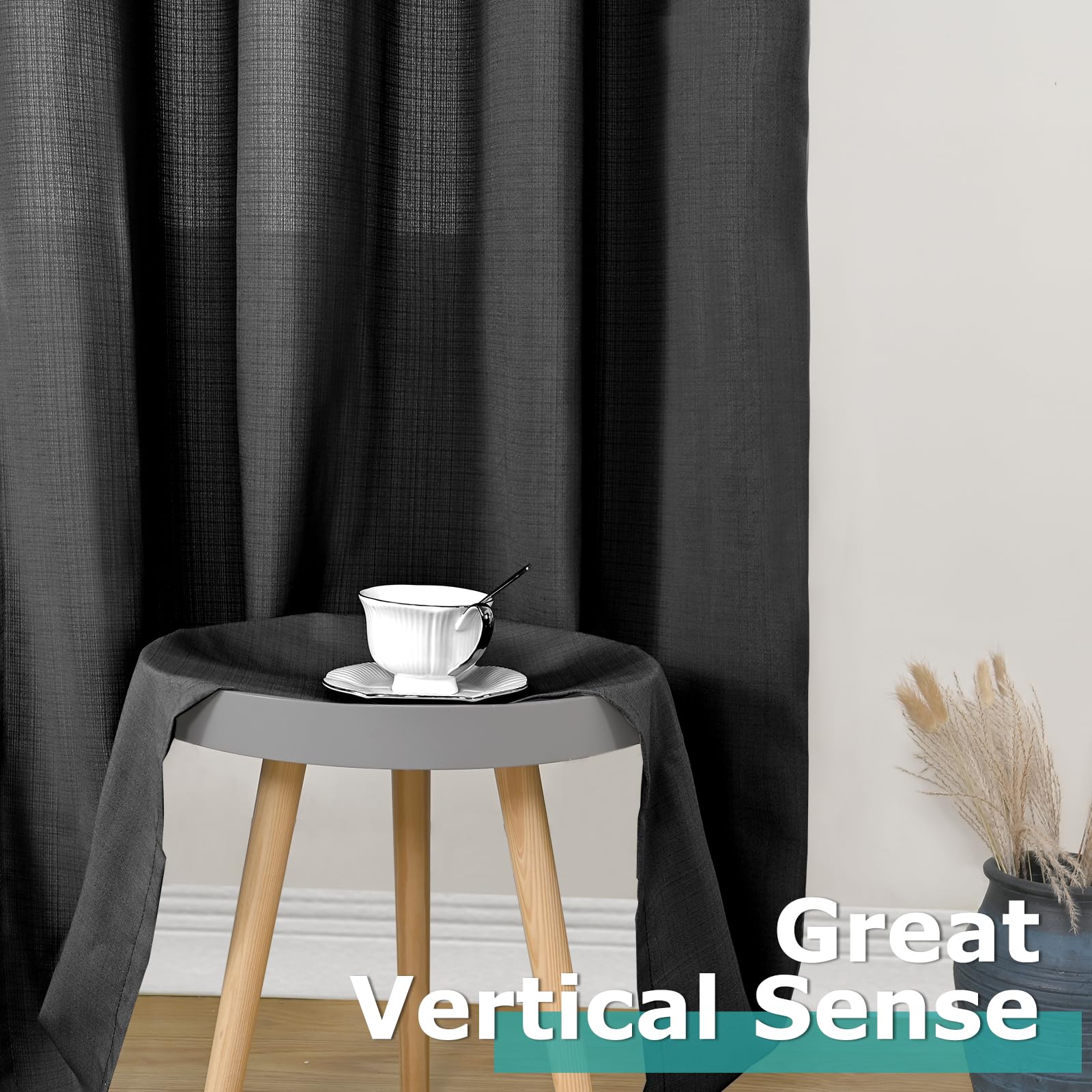 BGment Linen Look Semi Sheer Curtains for Bedroom, Grommet Light Filtering Casual Textured Privacy Curtains for Living Room, 2 Panels (Each 52 x 63 Inch, Rubby Tan)