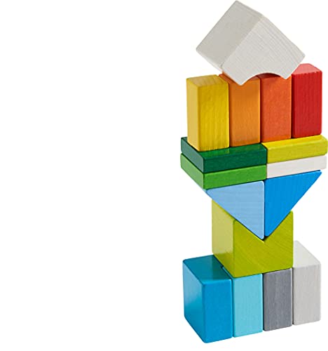 HABA Chromatix Wooden Blocks - 19 Piece Building Block Set - for Children Ages 3+