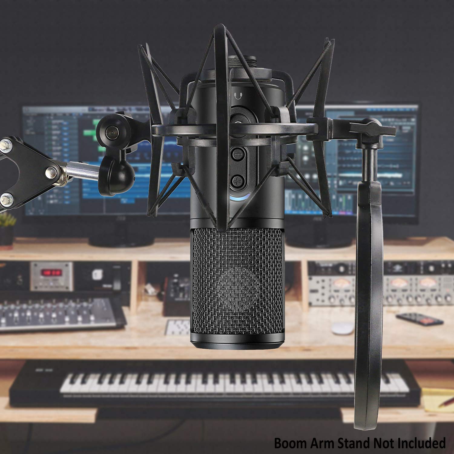 ATR2500X Shock Mount with Pop Filter, Windscreen and Shockmount to Reduce Vibration Noise Matching Mic Boom Arm Stand for Audio-Technica ATR 2500X and ATR2500 USB Condenser Microphone by YOUSHARES