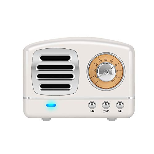 Dosmix Wireless Stereo Retro Speakers, Portable Bluetooth Vintage Speakers with Powerful Sound, Answering Calls, Alexa Support, TF Card, AUX for Kitchen Bedrooms Party Outdoor Android iOS White