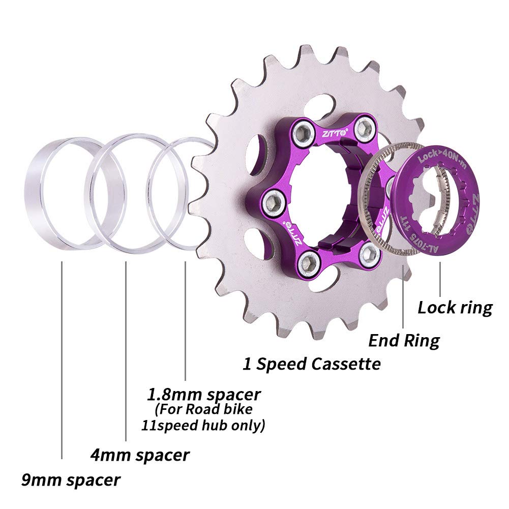 Bibike Single Speed Conversion Kit 16T/17T/18T/19T/20T/21T/22T/23T Single Speed Fixie Cassette Compatible with Shimano Sram