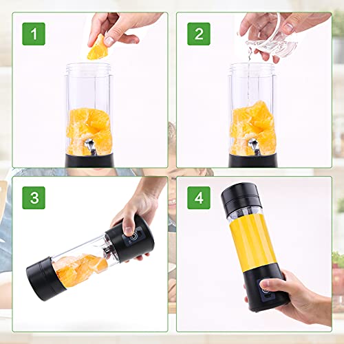 Portable Personal Mini Smoothie Blender: Single Small Size Fruit Juice Blender USB Rechargeable Shake Smoothies Mixer Battery Operated Individual Juicer Cup for Travel Camping Outdoor - Pink
