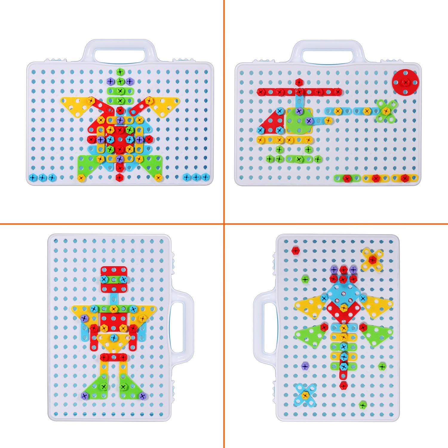 Haifeng 147 Pieces Creative nPlay Drill and Screwdriver Toy Set, DIY Mosaic Design Art Kit, STEM Education Learning Toy for Kids Aged 3-8 Years Old