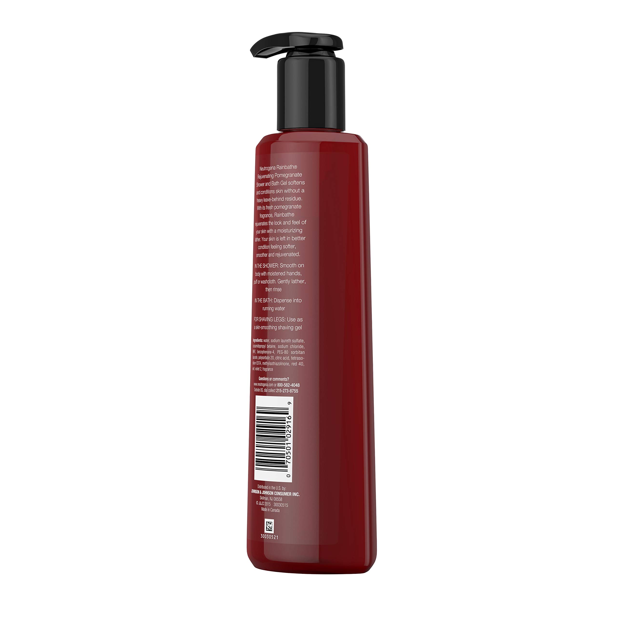 Neutrogena Rainbath Rejuvenating and Cleansing Shower and Bath Gel, Moisturizing Body Wash and Shaving Gel with Clean Rinsing Lather, Pomegranate Scent, 16 fl. oz (Pack of 2)