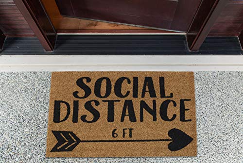 DII Quarantine Doormat Collection, Natural Coir Fiber, Non-Slip PVC Backing, 18x30, Social Distance