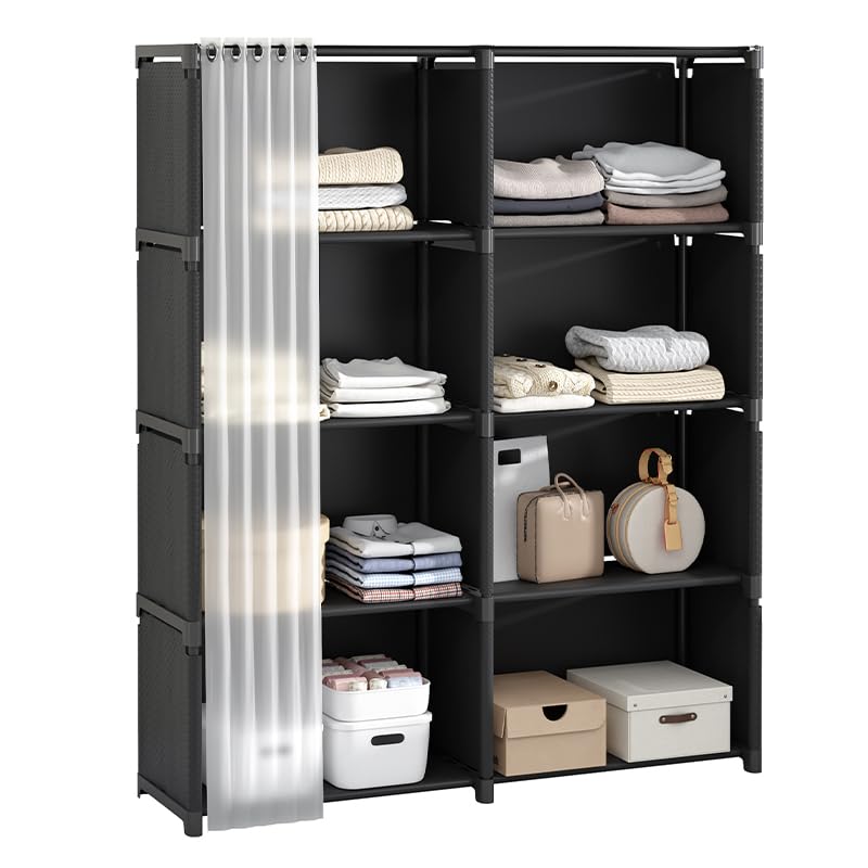 Dttwacoyh 5 Storey Single Row Storage for Bedroom, Open Closet, Closet Organiser, Bedroom, Office, Living Room (Black)