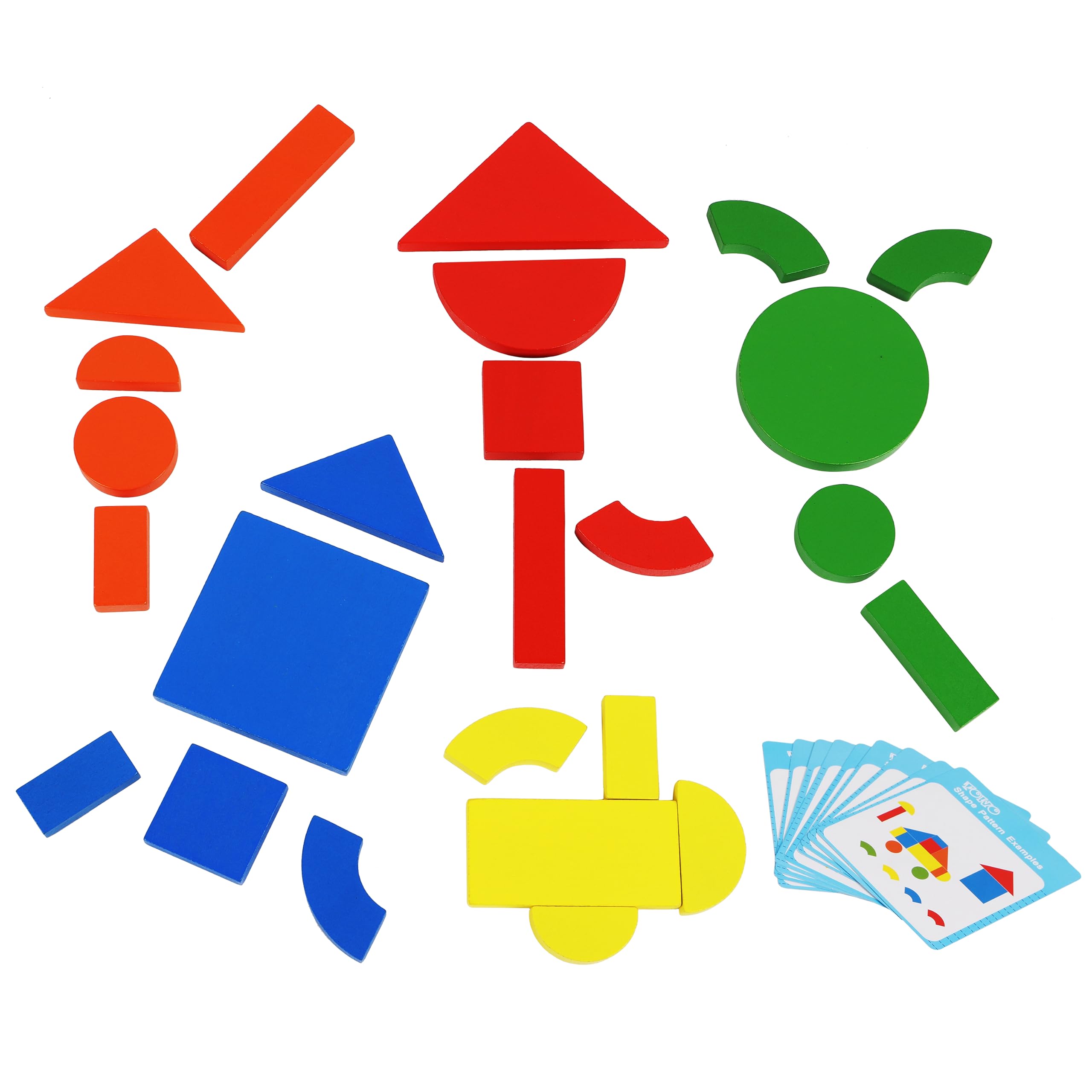 Wooden Magnetic Blocks Toys - Shape Pattern Building Block - Large Tangram Puzzles for Kids - Geometric Creative Development Toys Montessori Learning Material - Stocking Fillers Stuffers 3 Years