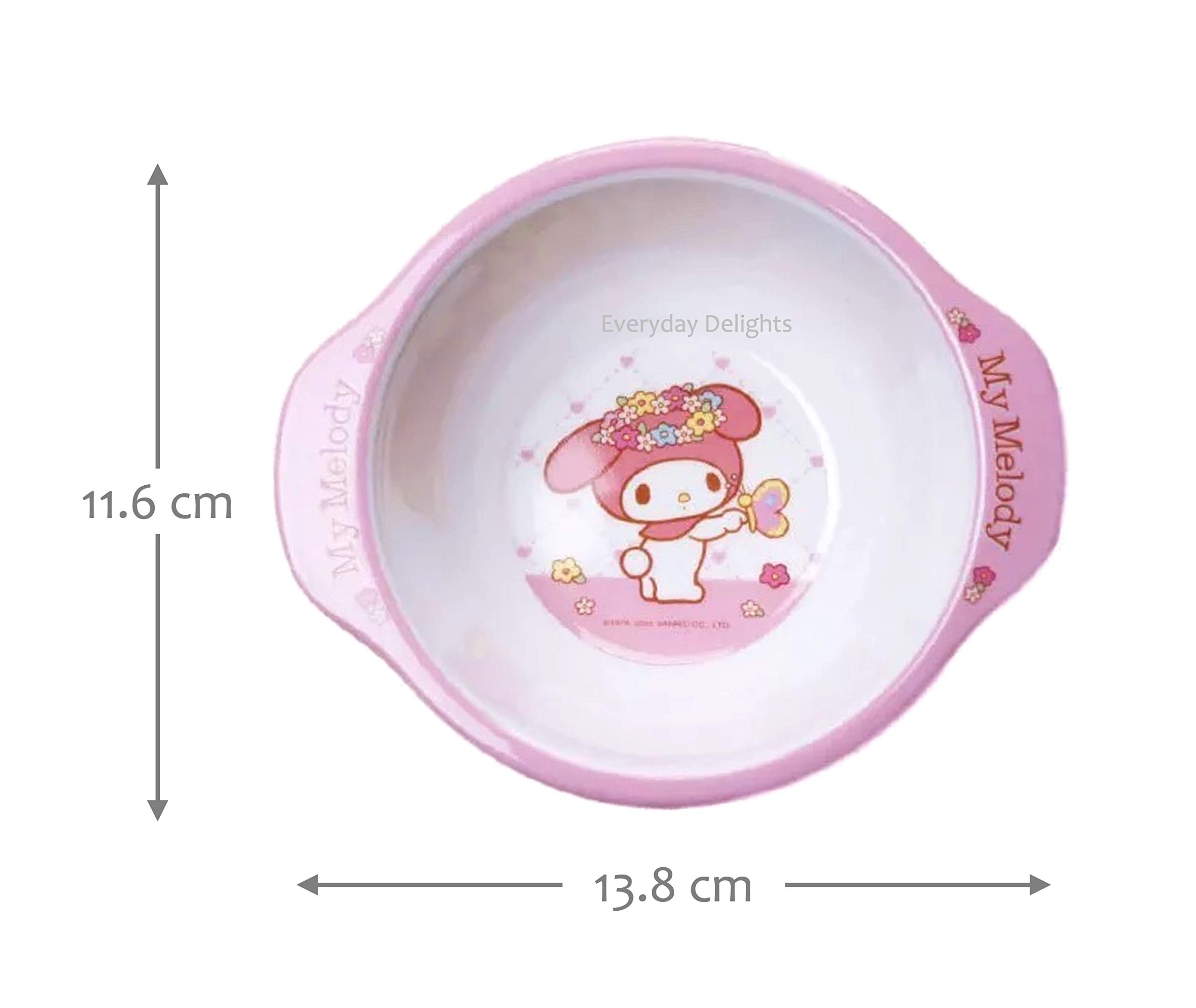 Everyday Delights My Melody Rabbit Dinnerware Flatware Meal Set for Girls – Plate Bowl Cup Spoon, 4 pieces, Pink