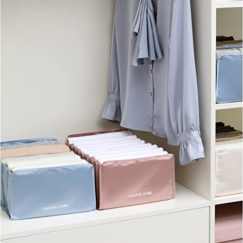 CANFOD 3-Piece Set Wardrobe Clothes Organizer for Drawers, Underwear Drawer Organizer, Closet Organizers and Storage for Folded Clothes (Sock & Underwear set (7S*2+7M*1), Morandi Pink)