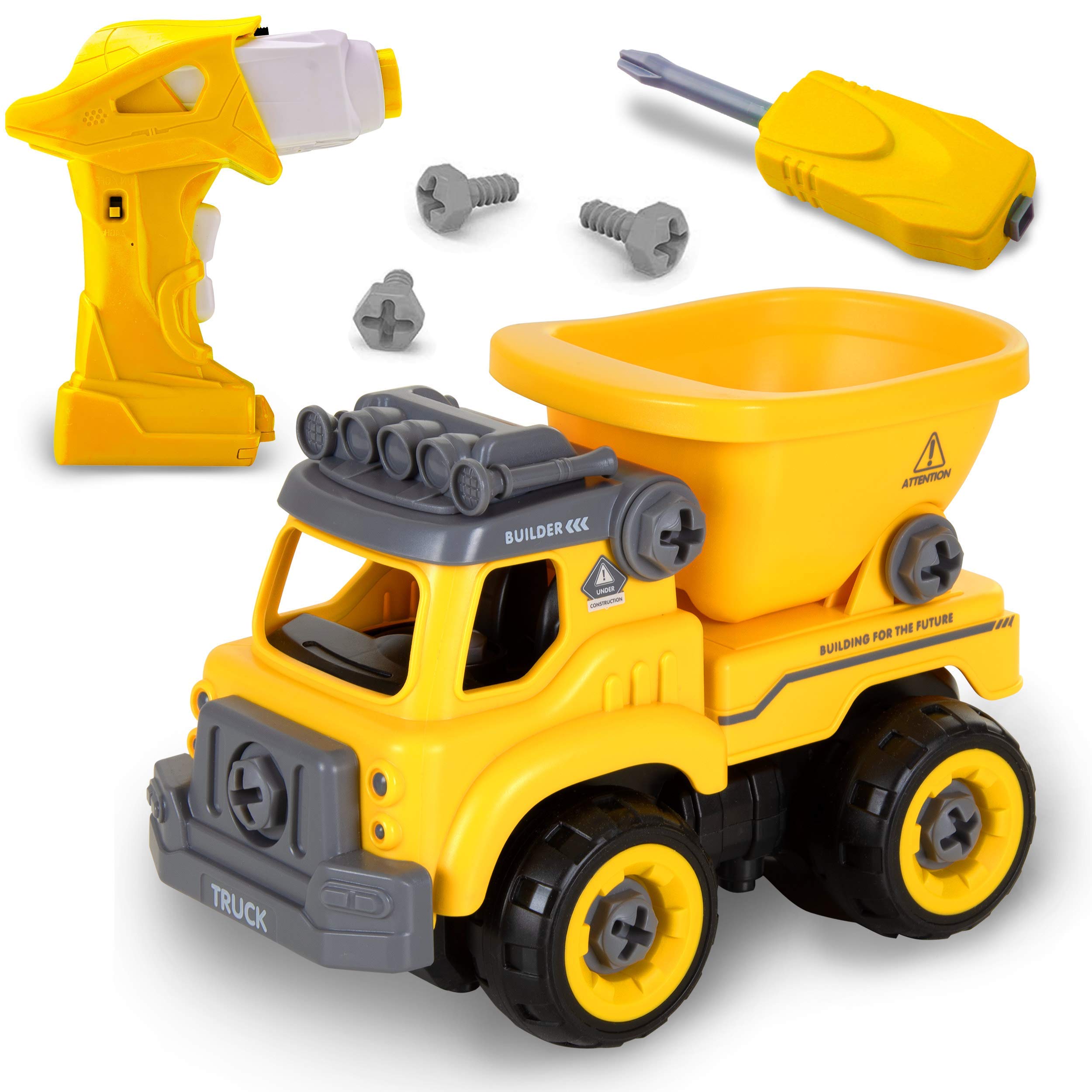 Flybar Remote Control Take Apart Dump Truck ā Take Apart Toys with Electric Drill - DIY Assembly with Realistic Sounds, Age 3 and Up ā by Power Gearz