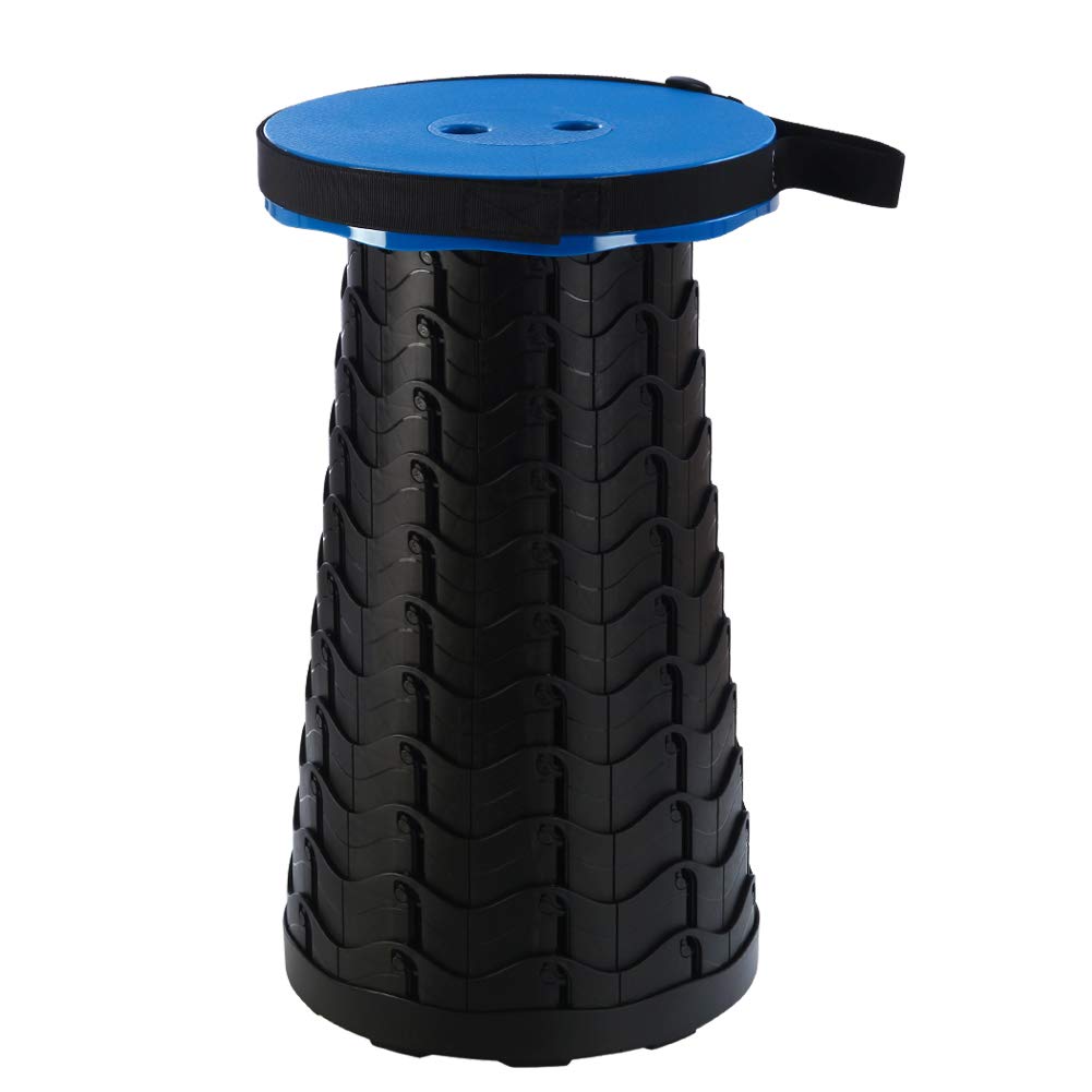Camping Folding Stool, Portable Telescopic Stool, Load Bearing 400lbs Retractable Foldable Sturdy Lightweight, Adjustable Collapsible Plastic Step Stool for Camping Travel Hiking BBQ Picnic (Blue)