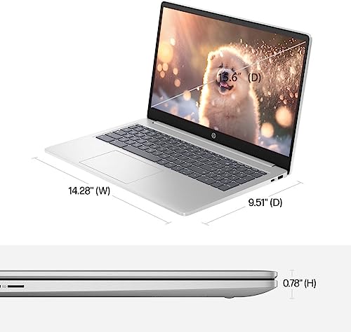 HP Chromebook 15.6 Inch Laptop for College Students, Intel 4-Core Processor N200 (Beat i5-8250U), 8GB DDR5 RAM, 64GB eMMC+128GB SD Card, Chrome OS, UHD Graphics, Natural Silver, PCM
