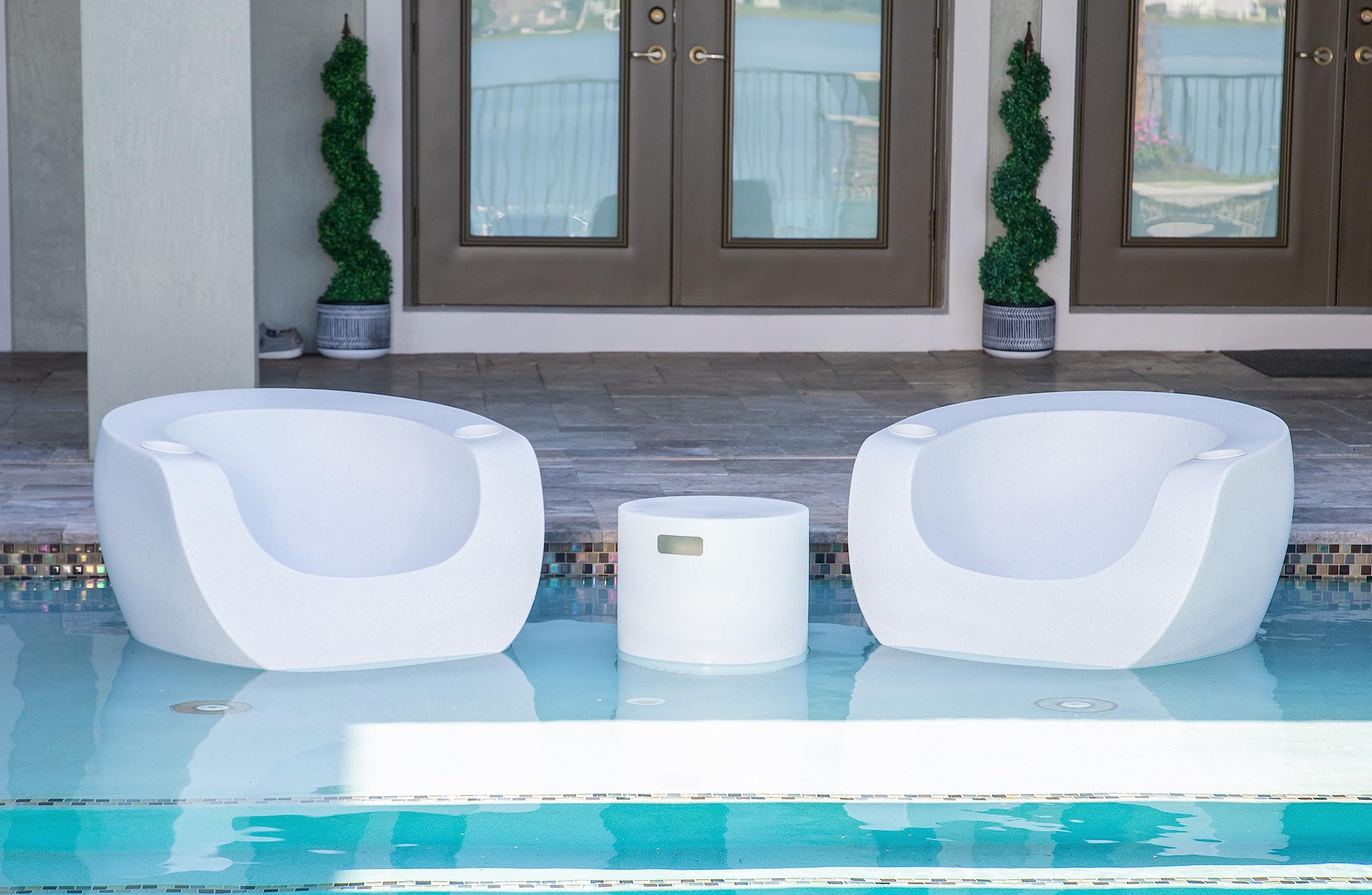 REZVANI FURNITURE STUDIO Tenjam Moon Chair in Pool Lounge Chairs for Sun Shelf Set of Two, Pool Chairs and Lounger for in Pool Tanning Ledge Support up to 12" of Water Depth (Made-to-Order Colors)