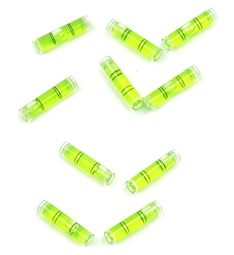 Chiloskit 10 Pcs Cylindrical Plastic Bubble Spirit Level Vials for RV TV Picture Frame Hanging Tool Leveler, 8x35mm