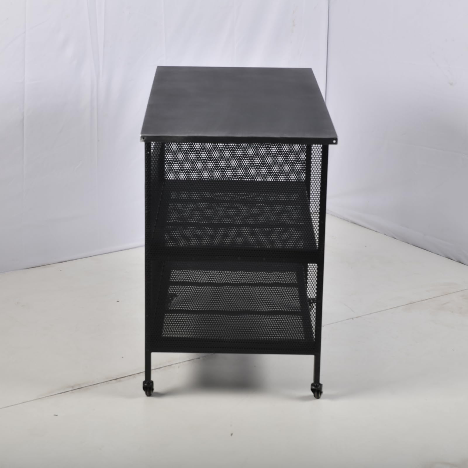 BOKKOLIK Industrial Mobile Kitchen Cart Rustic 3 Tier Rolling Serving Cart with Locking Casters Metal Mobile Kitchen Island Stand Cart on Wheels-47.2 * 23.6 * 36.6inch L*W*H (Metal Top)