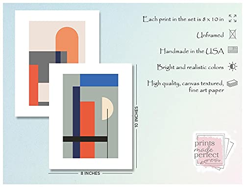 Mid Century Contemporary Wall Art - Modern Abstract Prints - (Set of 6) – 8x10 - Unframed - Minimalism Décor
