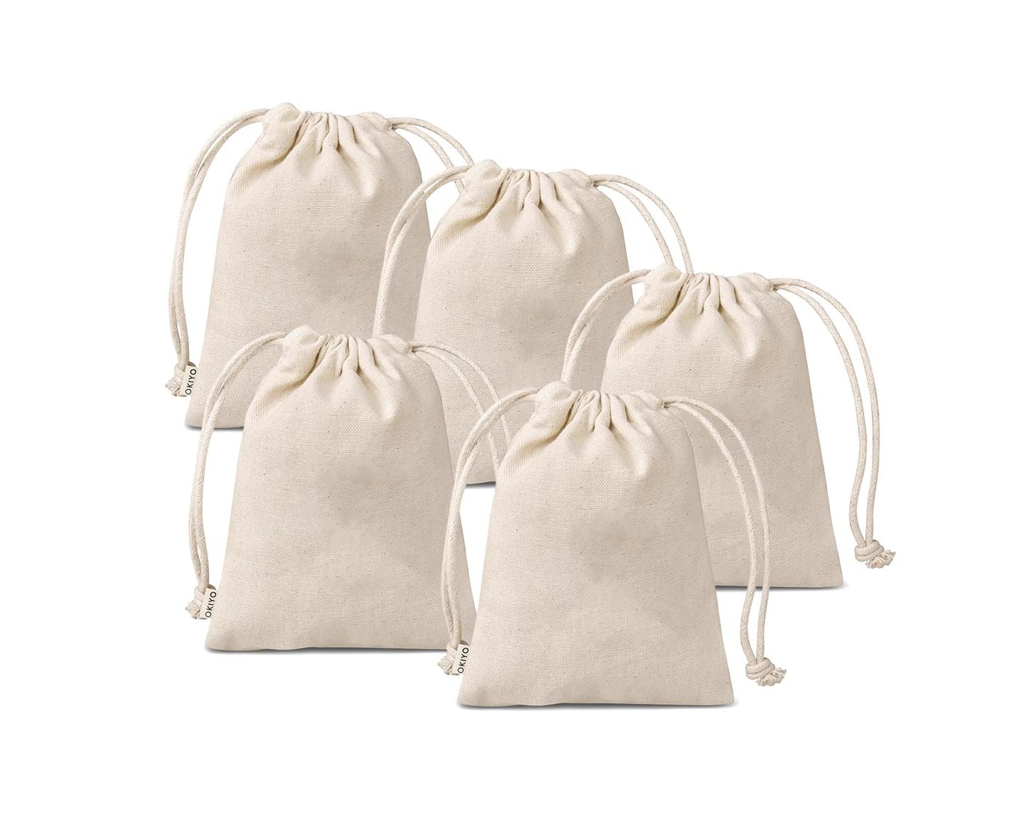 BIG EVENTS 100 Percent Cotton Muslin Drawstring Bags Pack For Storage Pantry Gifts, Birthday (5 x 7 inch Beige) (10)