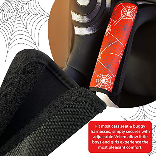 Spider Seat Belt Cover for Kids, Seat Belt Pad for Boys, Car Seat Straps Shoulder Pads for Kids, Kid's Seat Belt Cushion, Shoulder Strap Pad, 1 Piece(RED)