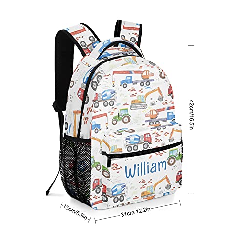Eiis Construction Tractor Excavator Personalized School Backpack for Kid-Boy /Girl Primary Daypack Travel Bookbag, P22889, One Size