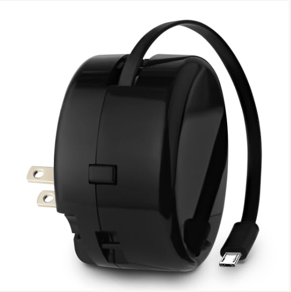 Bibicord Portable Wall Charger (not Compatible with iPhone) with Micro Retractable Cable & 2500 mAh Battery (Provide 60% Coverage) 3-in-One Accessory Compatible with Andriod mobiles