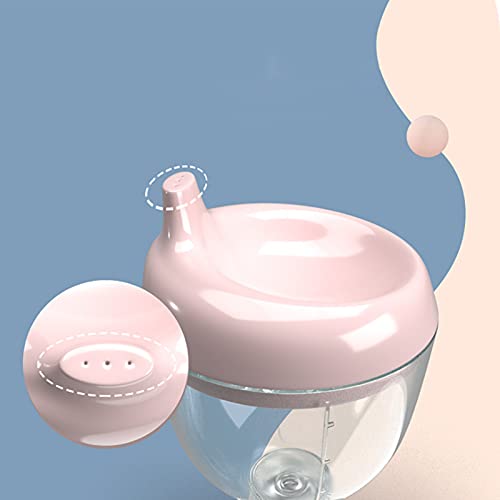 kaiwern Plastic Goblet Cup, Baby Sippy Cup Wine Glass, Beverage Mug Milk Bottle with Lid for Kids on Birthday Party or Celebration (Pink)