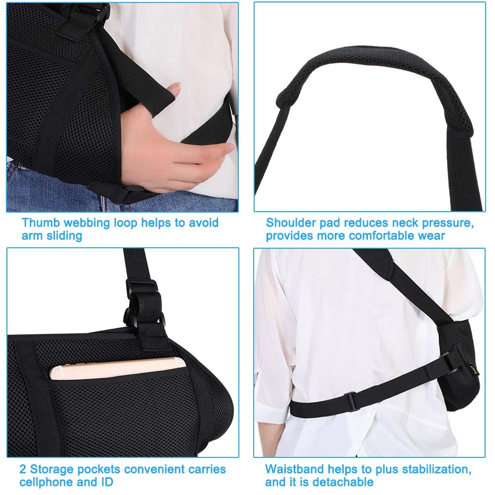 Arm Sling With Thumb Support, Arm Sling For Shoulder Injury, Arm Brace, Dislocated Shoulder Sling For Broken Arm Immobilizer Wrist