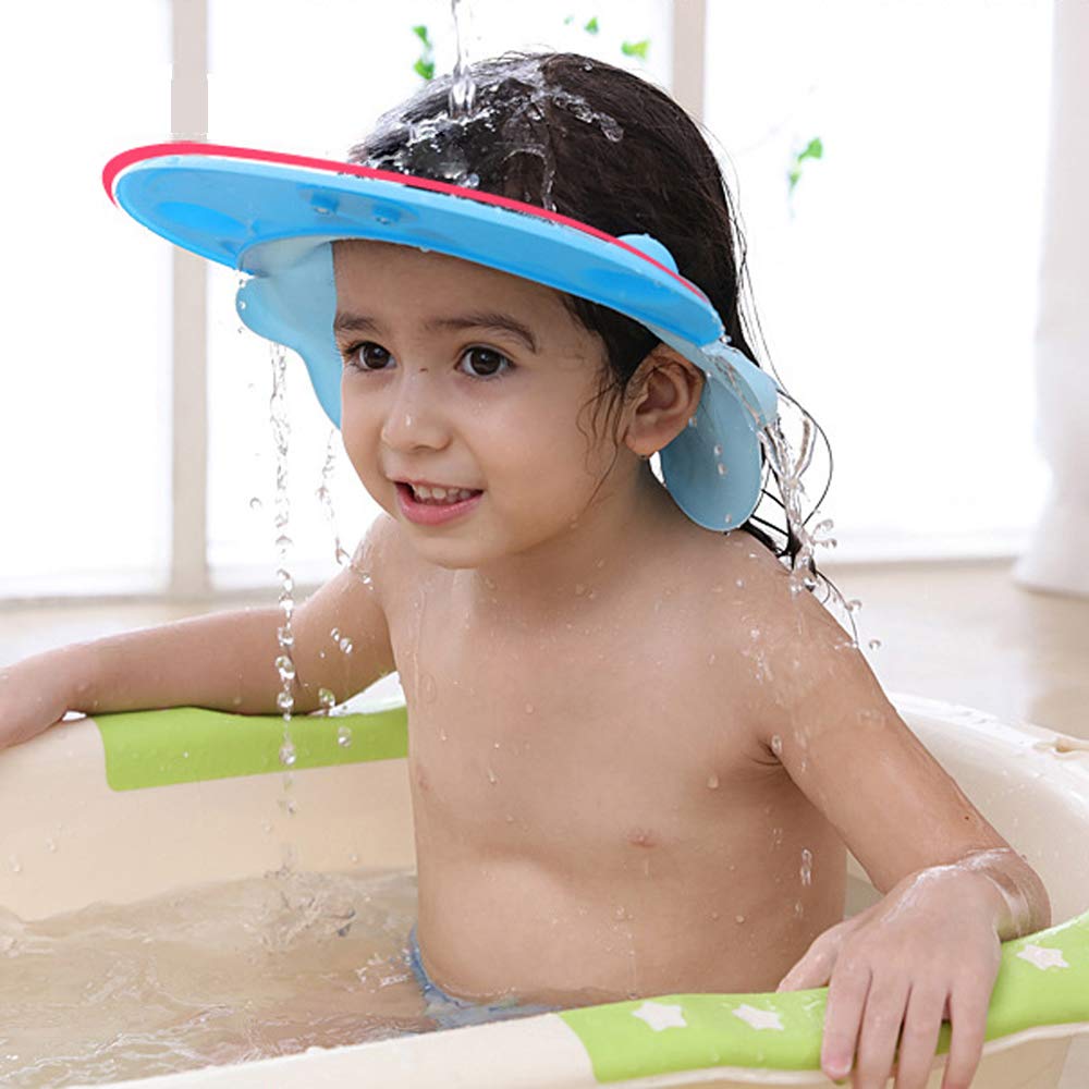 Baby Shower Cap Bath Wash Shampoo Shield Visor Bathing tub Head Hair Rinser hat protection Kids and Toddler (blue)