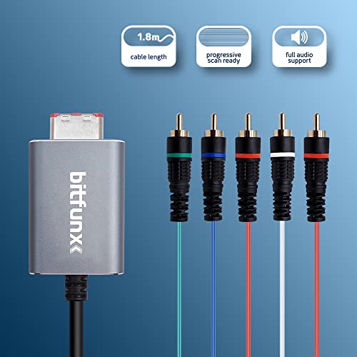 Kacenray Component Cable for Gamecube Running GCVideo Lite Software Component Video 5RCA YPbPr Cable for NGC Nintendo Gamecube with Digital AV Output
