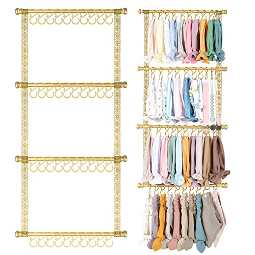 POVETIRE Headband Holder Organizer for Baby Girl,Gold Baby Headbands Hair Accessories Organizer Storage Wall Hanging Decor for Nursery Toddler Girls Room