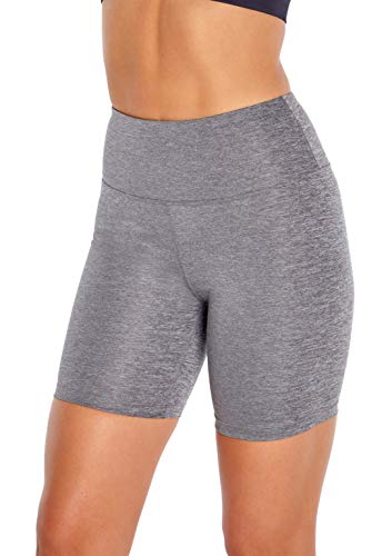 Bally Total Fitness High Rise 7" Bike Short - 2 Pack, Black/Heather Charcoal, Medium