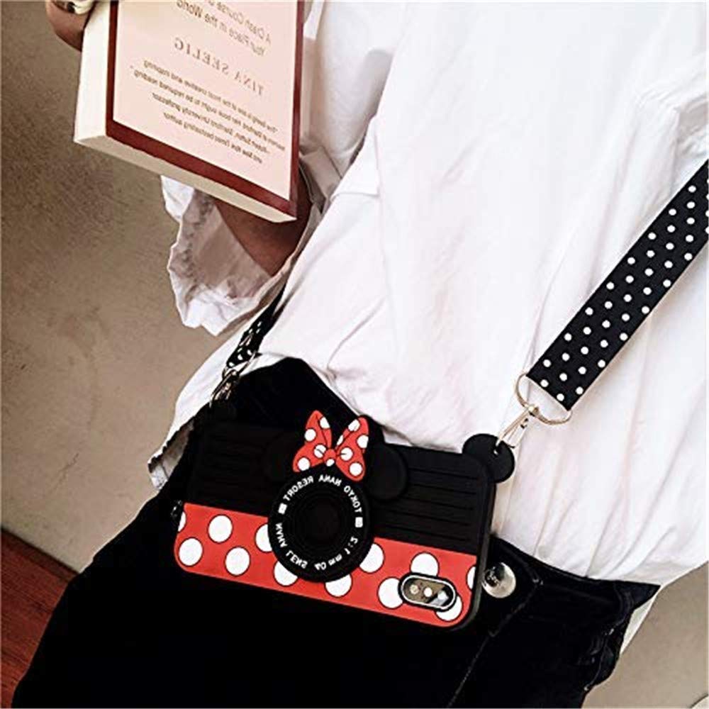 BOLOTO Cute Minnie Mouse 3D Cartoon Silicone Case for iPhone SE 2020, 8, 7, 6S (4.7") - Shock-Absorbent, Polka Dot Bumper