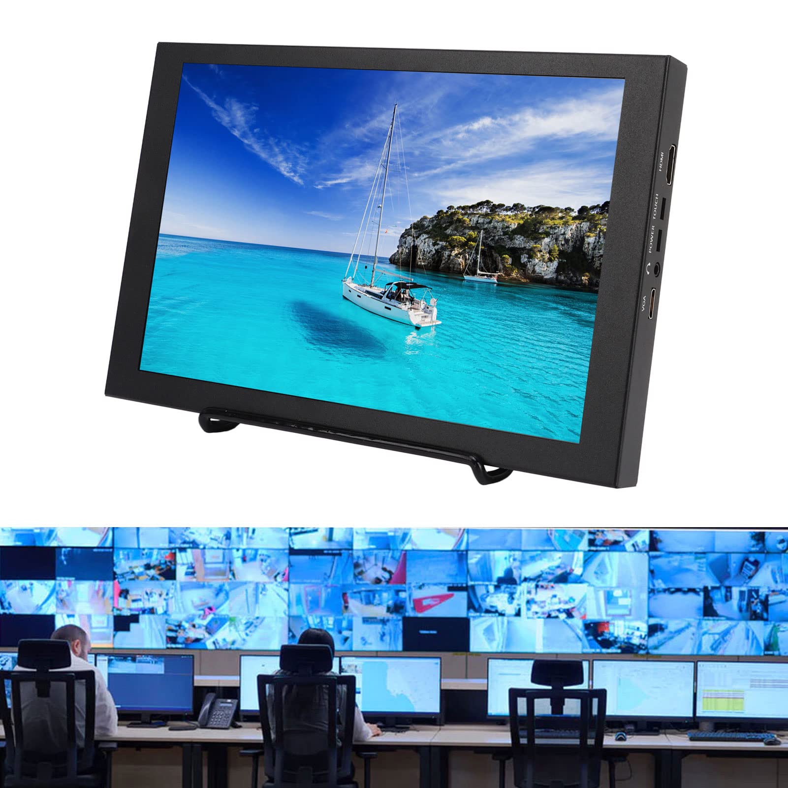 CCYLEZ 10.1in Capacitive Display, 1280x800 HD Portable Touch Screen Monitor with M4, Menu Function, Built in Speaker, Support HD Multimedia VGA Interface for Home Car Bedroom