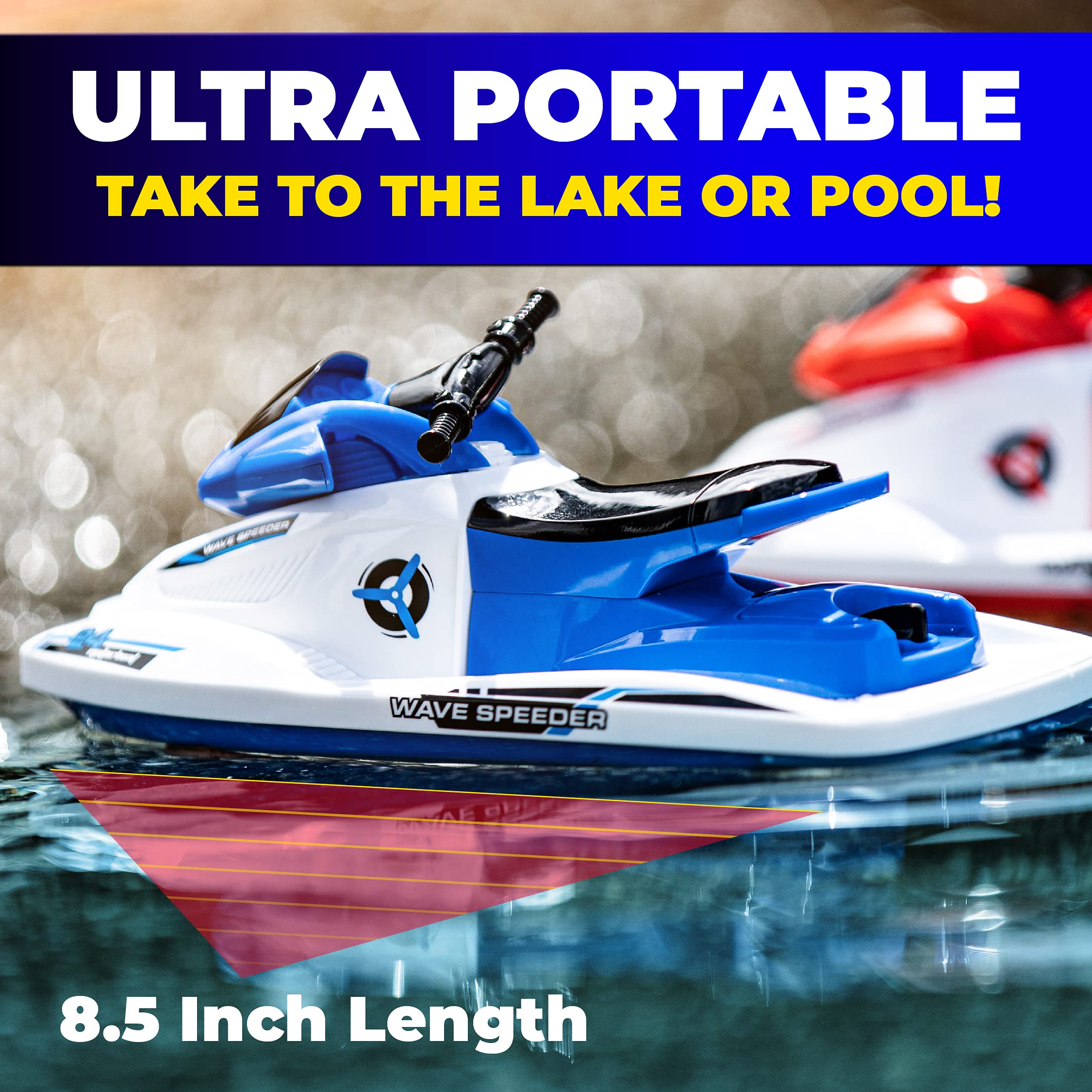 Force1 Wave Speeder RC Boat for Kids - Remote Control Boat for Pool Water or Lake Play, Mini RC Boat Toy with Remote Kid Motor Boat, Rechargeable Battery, Dual Motor, USB Charger, 2.4GHz Remote (Blue)