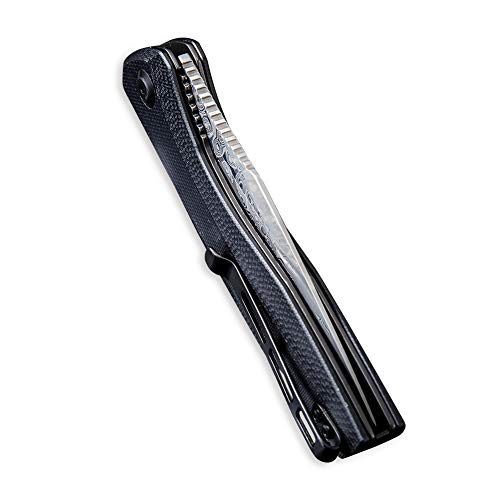 CIVIVI Knives Flipper Folding Knife Baklash with 3.5" Damascus Drop Point Blade and Black G10 Handles for EDC, Outdoor and DIY Activities C801DS