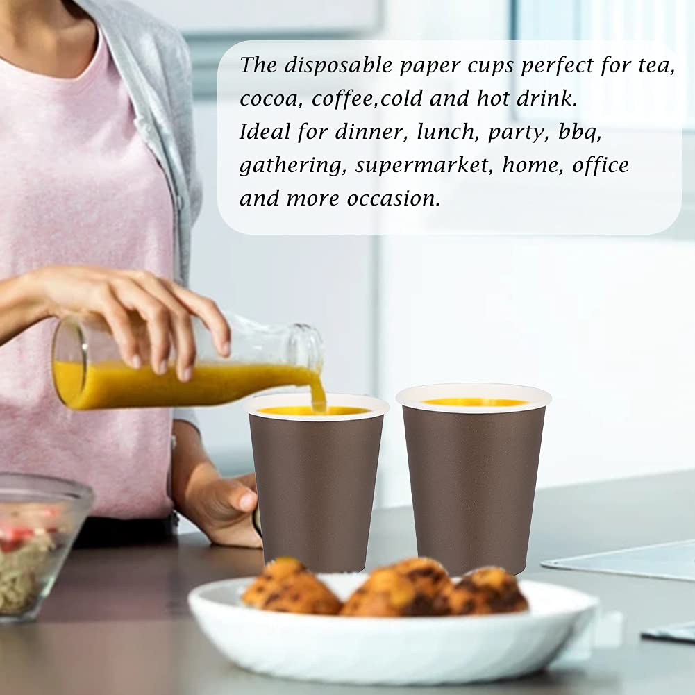 BALDCC 75 Packs of Brown Paper Hot Cups, 8 oz Disposable Paper Cups, Hot Coffee Cups, Beverage Cups, Suitable for Offices, Home Kitchens, Coffee Shops(Brown)
